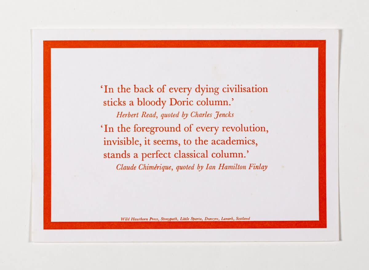Collection Guide: Ian Hamilton Finlay – Drawing Matter